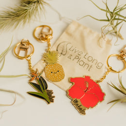 Happy Pineapple Metal Keychain – Live Long And Plant