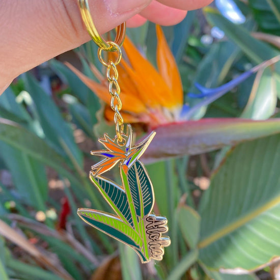 Aloha Bird of Paradise Plant Enamel Keychain – Live Long And Plant